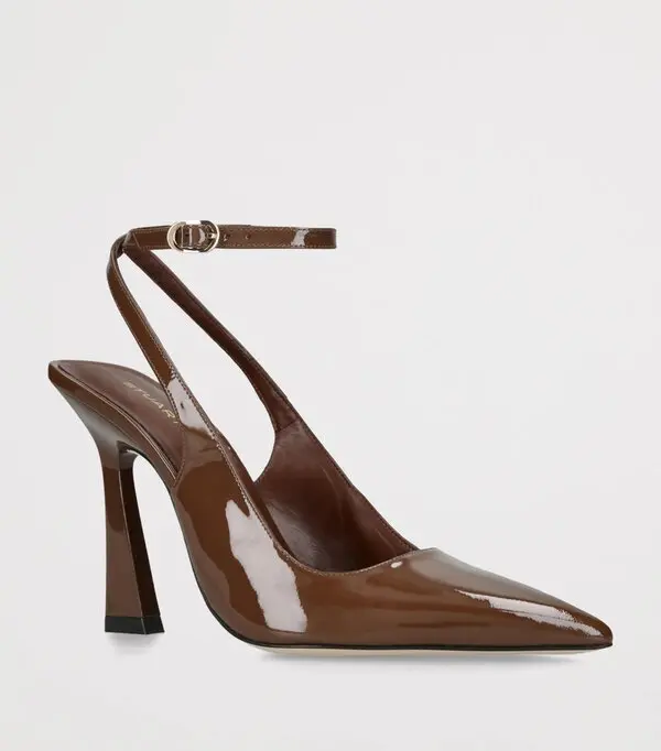 STUART WEITZMAN Patent Leather Slingback Pumps - Brown