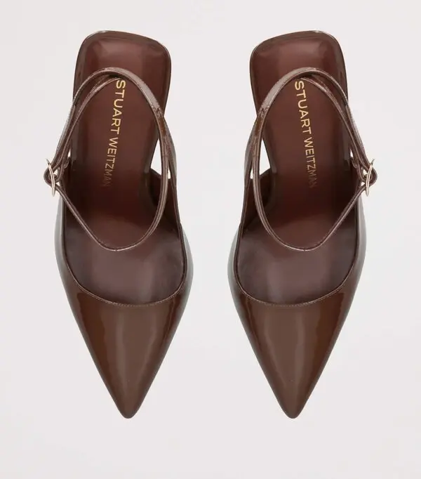 STUART WEITZMAN Patent Leather Slingback Pumps - Brown