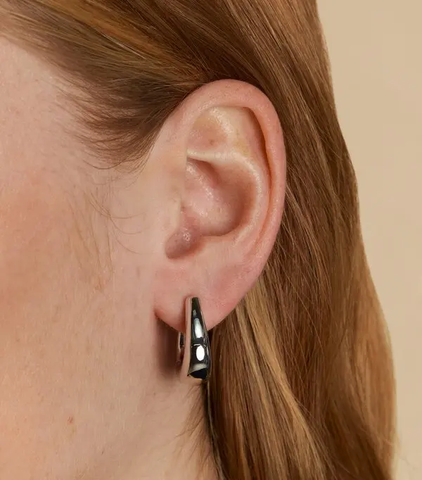 ASTRID & MIYU Rhodium-plated Saddle Hoop Earrings
