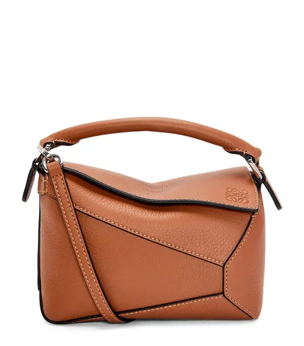 Loewe Mini Leather Puzzle Edge Top-handle Bag - Brown