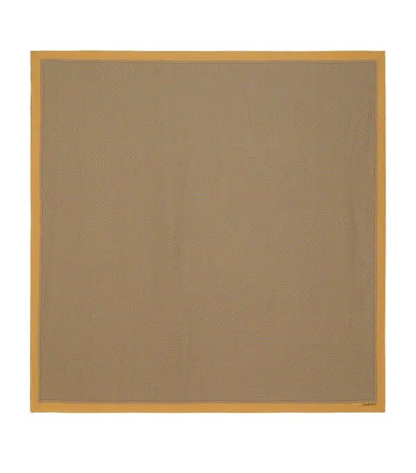 Saint Laurent Silk Geometric Print Scarf - Beige