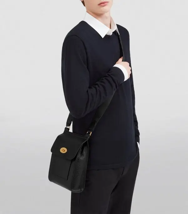 Mulberry Medium Leather Antony Messenger Bag - Black