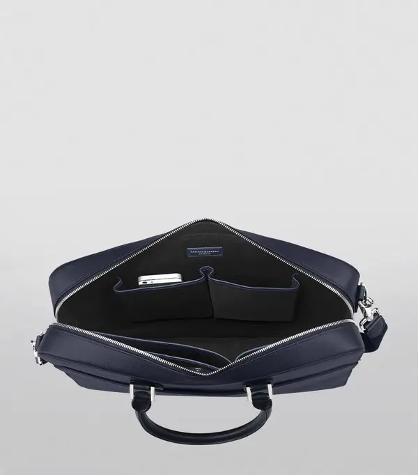ASPINAL OF LONDON Saffiano Leather Briefcase Bag - Navy