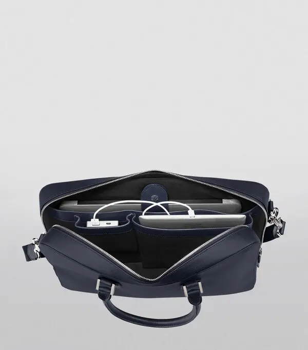 ASPINAL OF LONDON Saffiano Leather Briefcase Bag - Navy