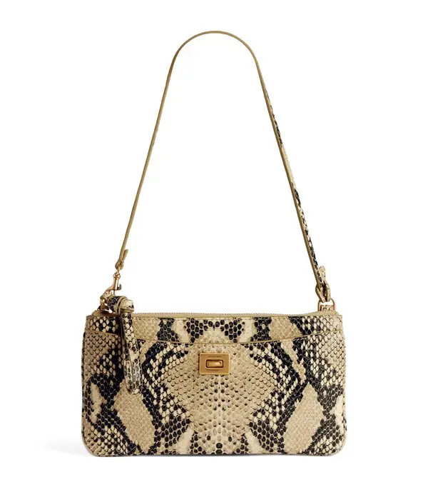 Balenciaga Calfskin Python-embossed Pouch