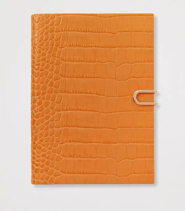 Smythson Mara Leather Croc-embossed Soho Notebook