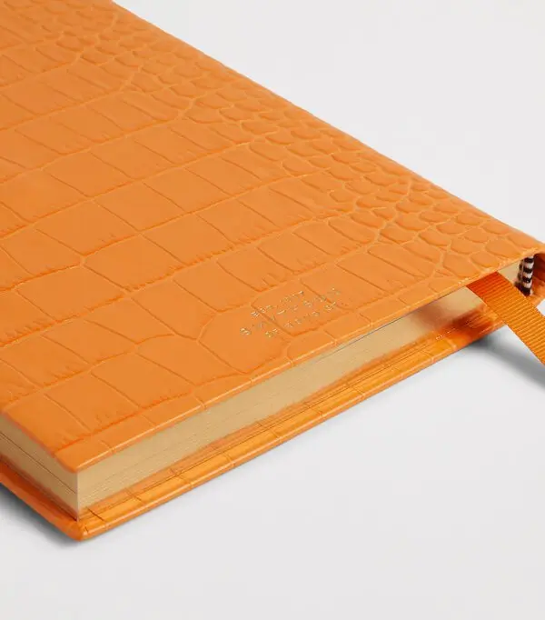 Smythson Mara Leather Croc-embossed Soho Notebook