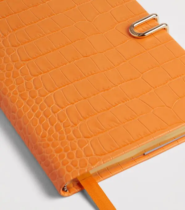 Smythson Mara Leather Croc-embossed Soho Notebook