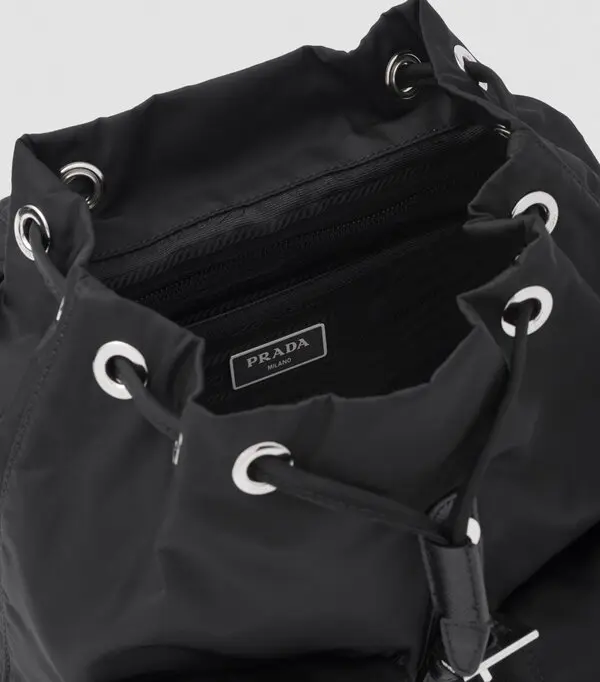 Prada Re-nylon Backpack With Saffiano Leather Trims - Black