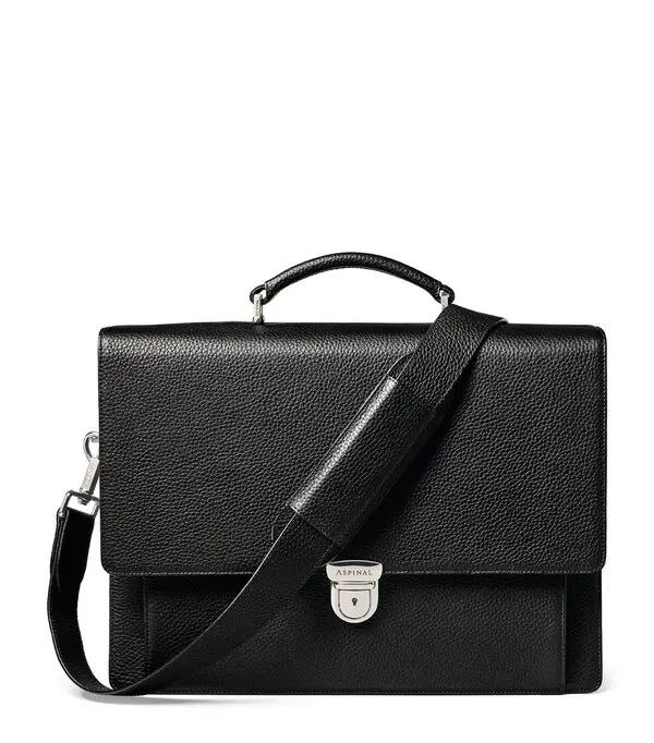 ASPINAL OF LONDON Textured Leather City Laptop Briefcase - Black