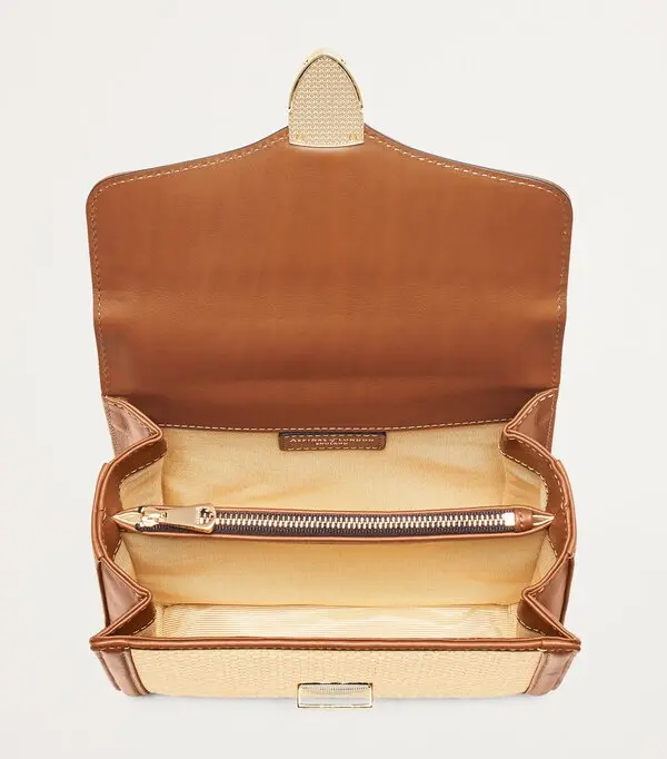 ASPINAL OF LONDON Raffia Mayfair Midi Bag