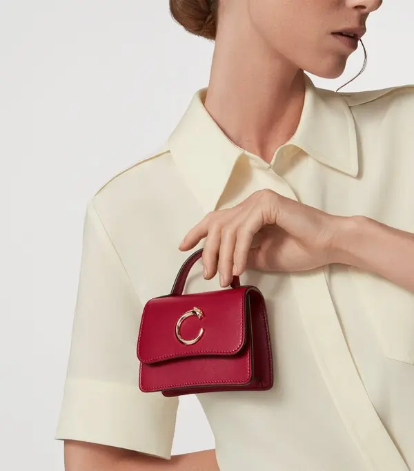 Cartier Micro Leather Panthère Top-handle Bag - Red