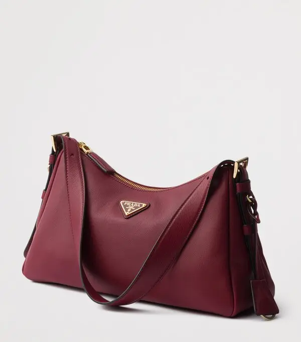 Prada Medium Leather Shoulder Bag - Red