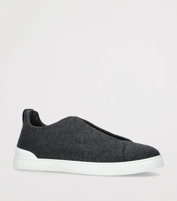 Zegna Oasi Cashmere Triple Stitch Sneakers - Grey