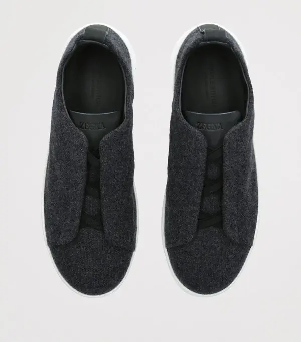Zegna Oasi Cashmere Triple Stitch Sneakers - Grey