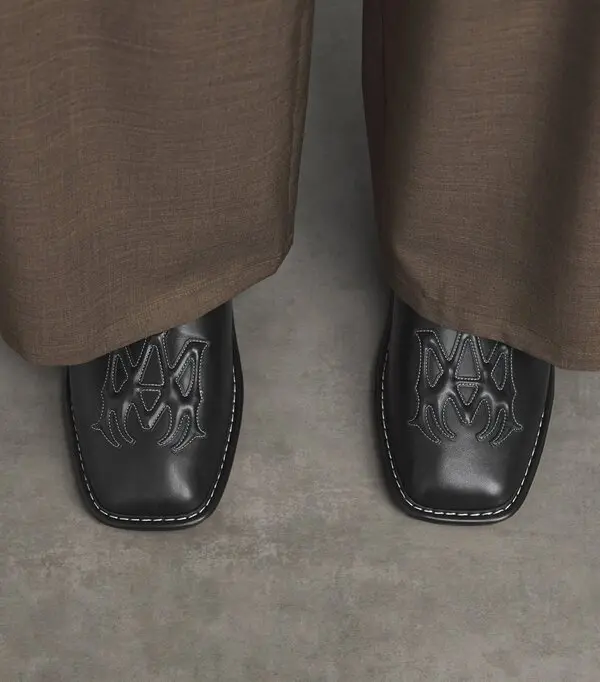 Amiri Leather Ma Logo Slippers