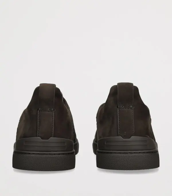 Zegna Crocodile Leather Triple Stitch Secondskin Sneakers - Brown