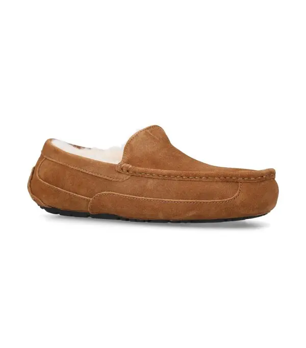 UGG Suede Shearling Lined Slippers - Brown