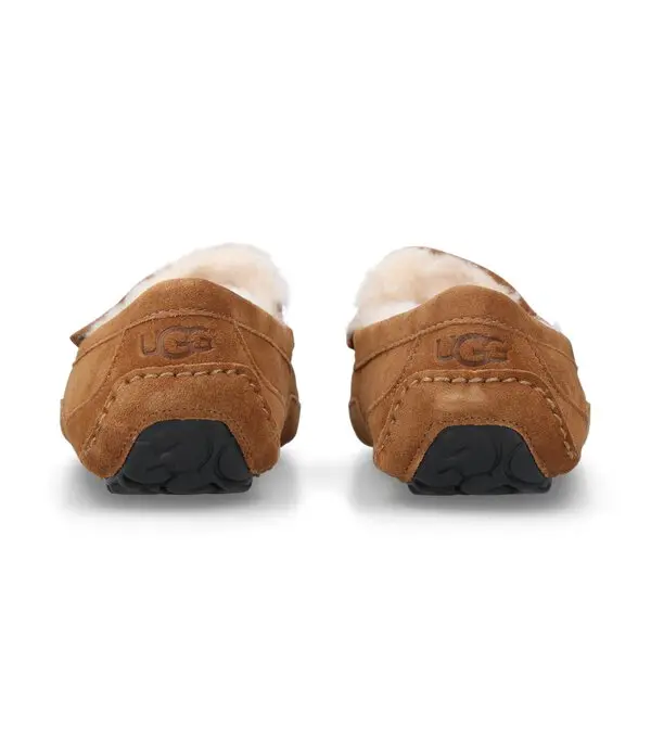 UGG Suede Shearling Lined Slippers - Brown