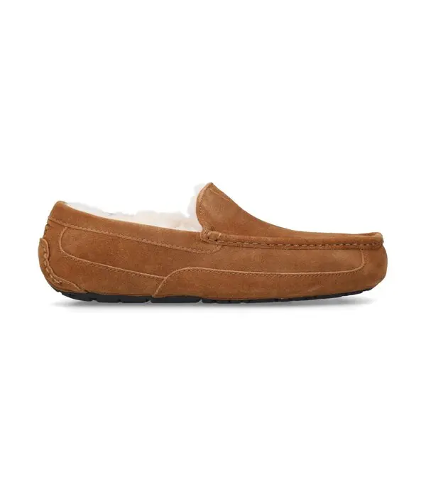 UGG Suede Shearling Lined Slippers - Brown