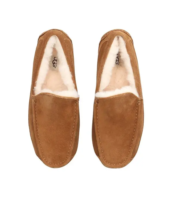 UGG Suede Shearling Lined Slippers - Brown