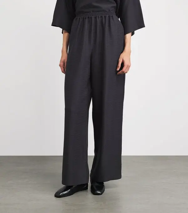 Eskandar Silk Plissé Flared Trousers