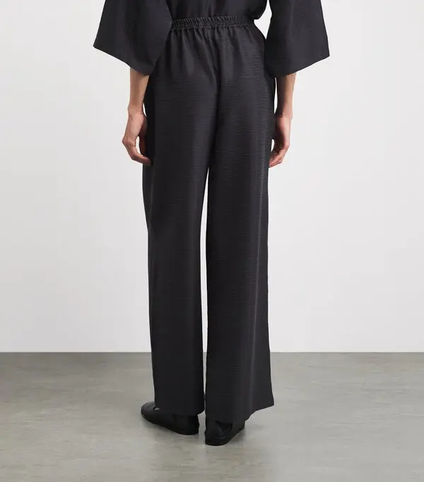 Eskandar Silk Plissé Flared Trousers