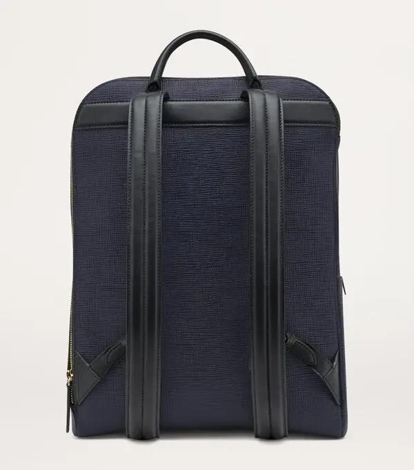 Smythson Leather Panama Backpack - Blue