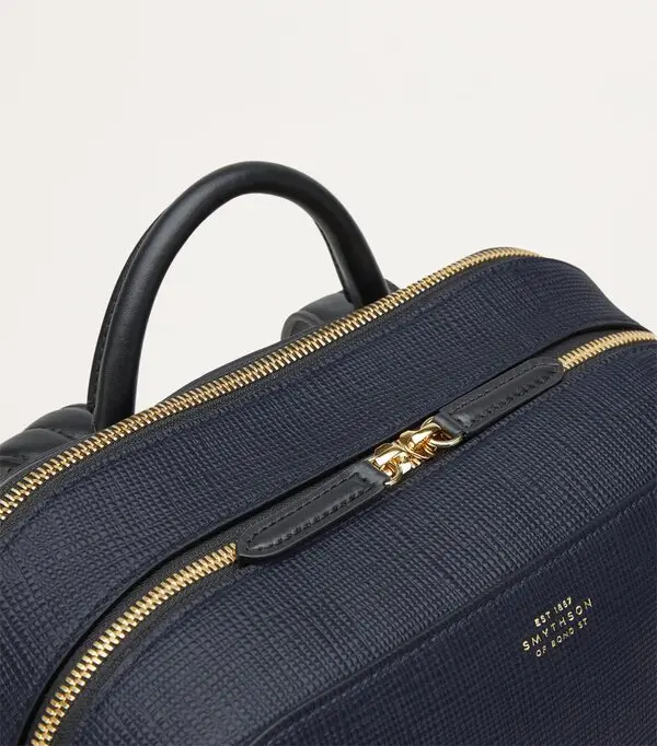 Smythson Leather Panama Backpack - Blue