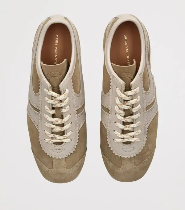 Dries Van Noten Suede Dustin Lace Up Sneakers - Beige
