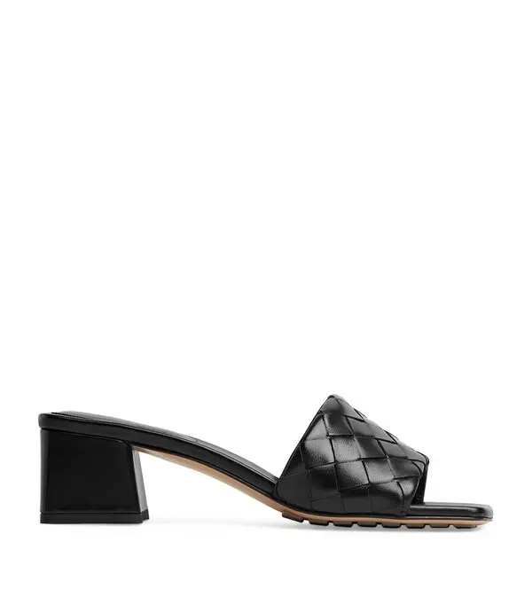 Bottega Veneta Lambskin Parco Heeled Mules - Black