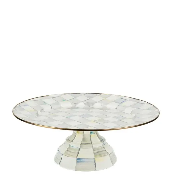 MACKENZIE-CHILDS Sterling Check Pedestal Platter - Grey