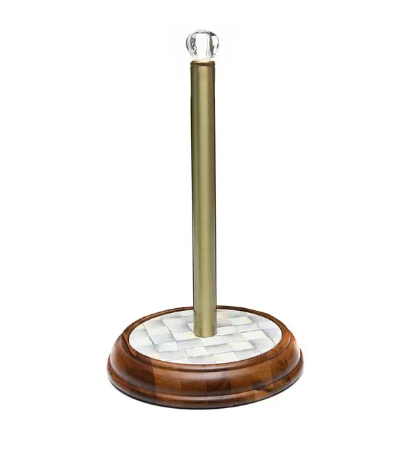MACKENZIE-CHILDS Sterling Check Paper Towel Holder - Grey