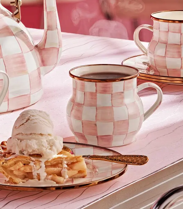 MACKENZIE-CHILDS Rosy Check Mug - Pink