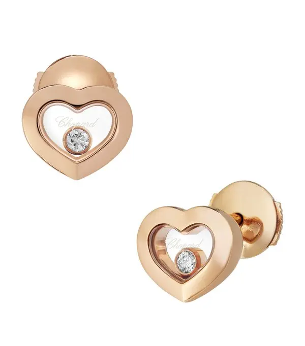 Chopard 18-karat Happy Diamonds Heart Earrings - Rose Gold