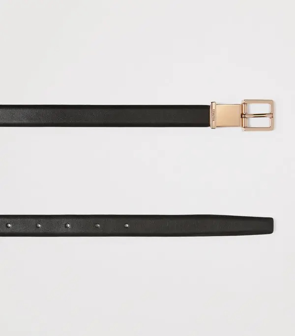 Max Mara Leather Slim Belt - Black