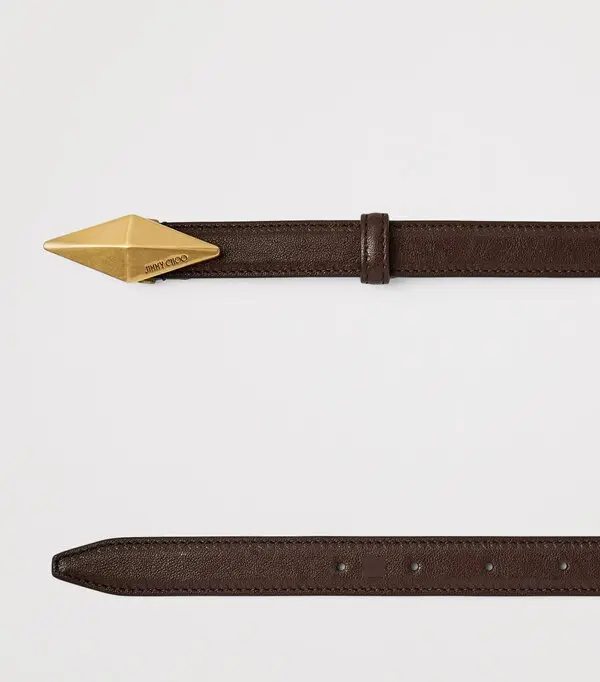JIMMY CHOO Leather Diamond Clasp Belt