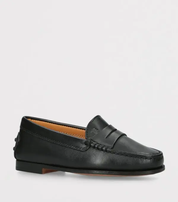 TOD'S Leather Penny Loafers - Black