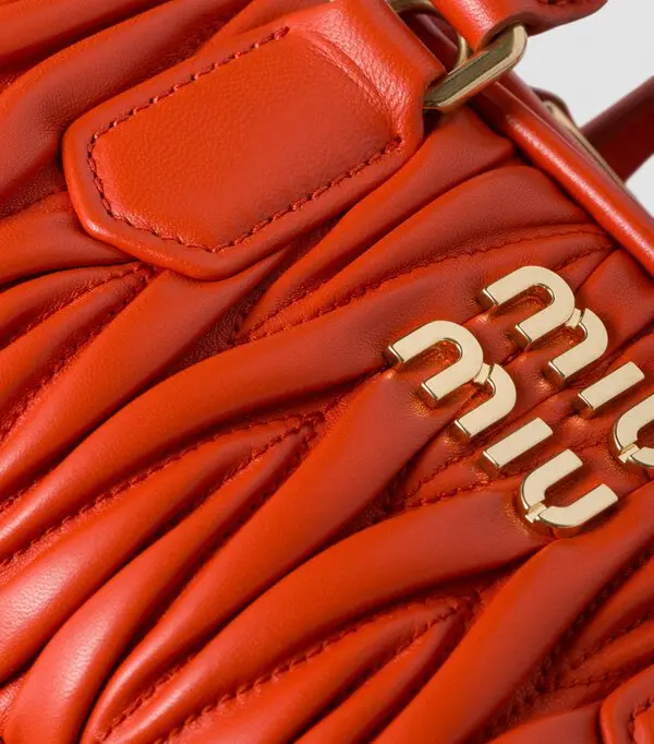Miu Miu Small Matelassé Leather Arcadie Top-handle Bag - Orange