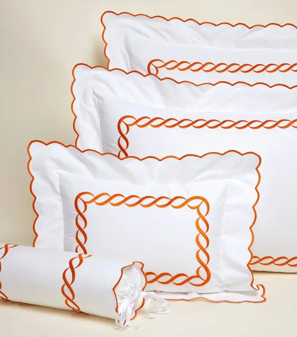 PRATESI Treccia Square Oxford Pillowcase - Orange