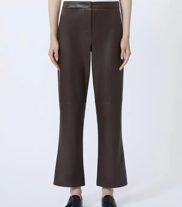 Max Mara Faux Leather Flared Trousers - Brown