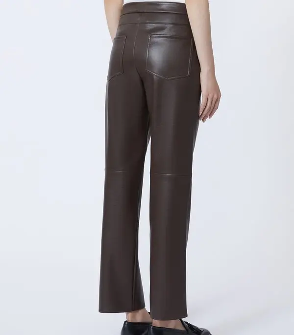 Max Mara Faux Leather Flared Trousers - Brown