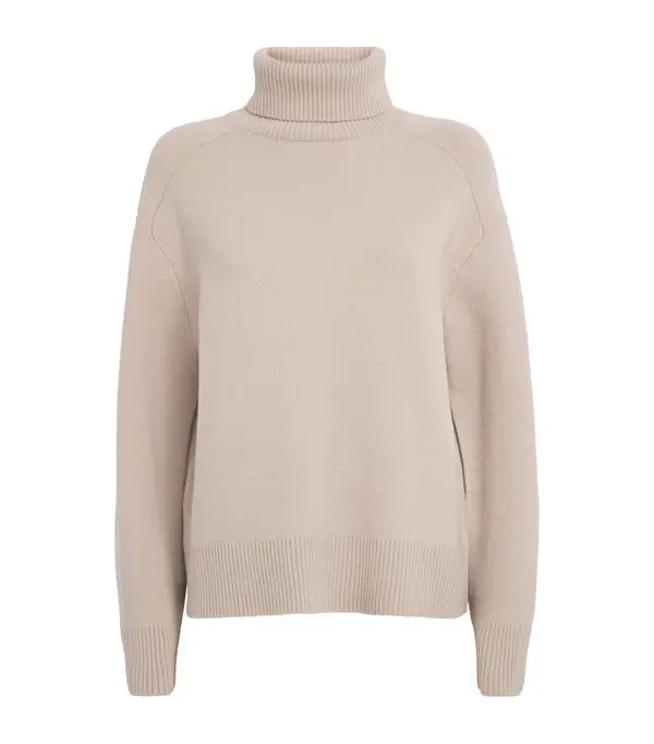 YVES SALOMON Merino Wool Rollneck Sweater - Beige