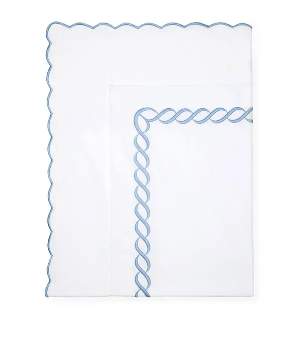PRATESI Treccia Super King Flat Sheet - Blue