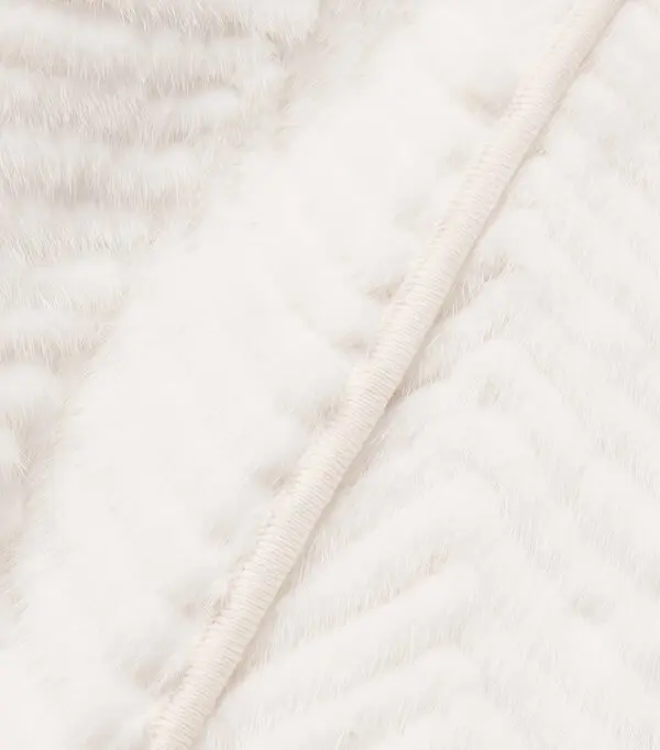 YVES SALOMON Mink Wool Herringbone Long Coat