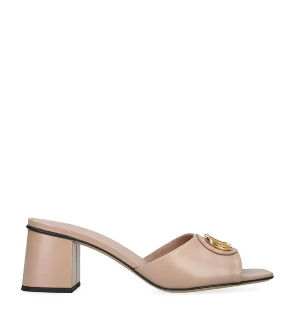 Valentino Garavani Leather Vlogo Block Heel Mules