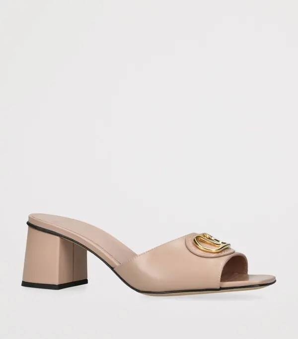 Valentino Garavani Leather Vlogo Block Heel Mules