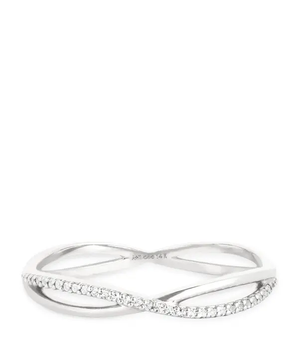 ASTRID & MIYU 14 Karat White Gold And Topaz Pavé Infinity Ring - Silver