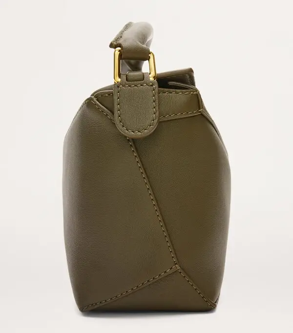 Loewe Mini Leather Puzzle Edge Top-handle Bag - Green
