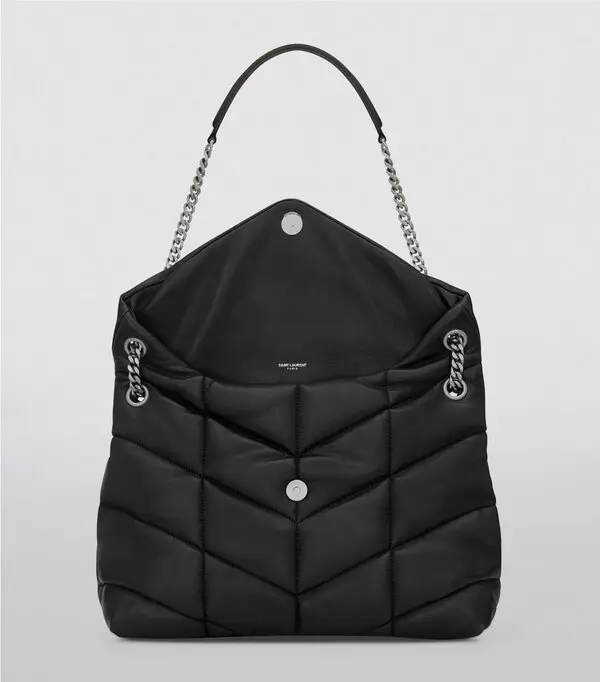 Saint Laurent Medium Loulou Puffer Matelassé Shoulder Bag - Black
